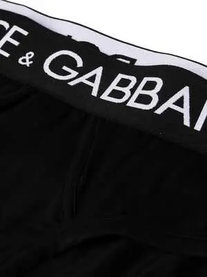 Dolce & Gabbana Logo-print Stretch-cotton Briefs - Black