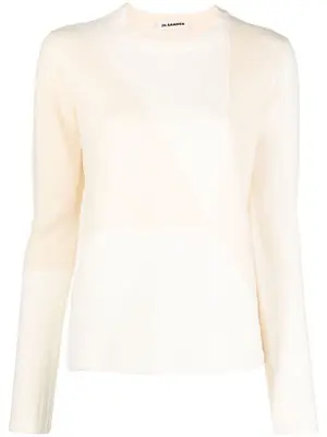 JIL SANDER Two-tone Knitted Jumper - Neutrals