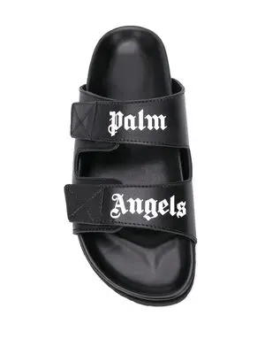 Palm Angels Touch Strap Logo Print Slides