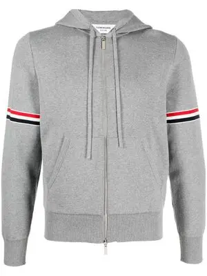 Thom Browne Striped Zip-up Hoodie - Grey