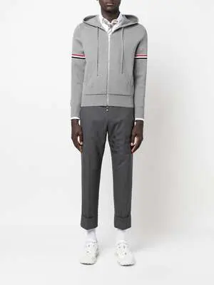 Thom Browne Striped Zip-up Hoodie - Grey