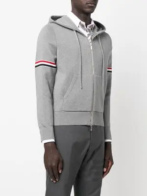 Thom Browne Striped Zip-up Hoodie - Grey