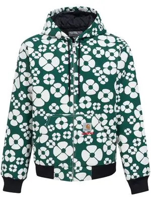 Marni X Carhartt Fora-Print Zipped Hoodie - Green | Editorialist