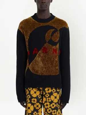 Marni Velvet-effect Logo Knit Jumper