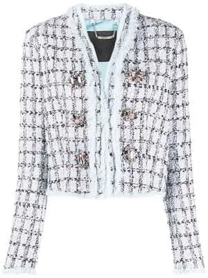 Philipp Plein Single-breasted Tweed Blazer - Blue