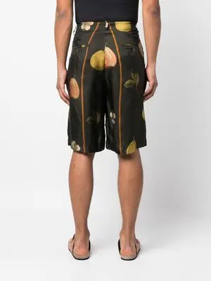 UMA WANG Graphic-print Mid-rise Shorts