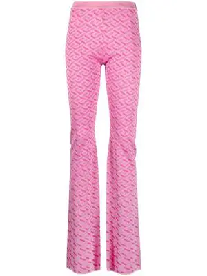 Versace La Greca Jacquard Flared Trousers - Pink