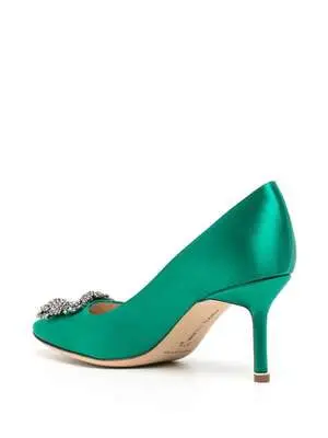 Manolo Blahnik Hangisi Embellished Pumps - Green