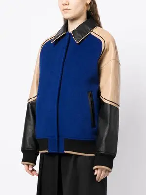 Goen.j Faux-leather Trim Wool Jacket
