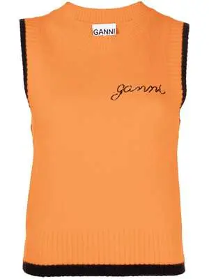 GANNI Sleeveless Wool-blend Top