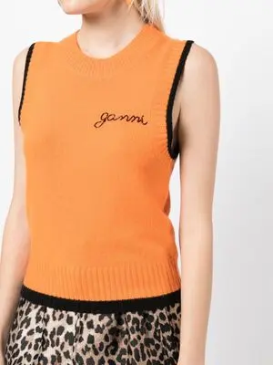 GANNI Sleeveless Wool-blend Top