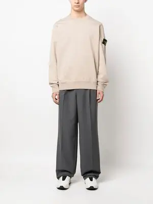 Stone Island Crew-neck Sweatshirt With Compass Patch - Neutrals