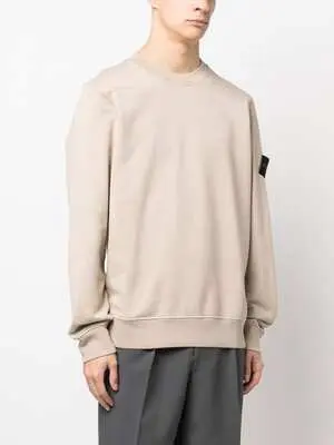 Stone Island Crew-neck Sweatshirt With Compass Patch - Neutrals