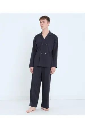 FOO TOKYO Royal Organic Cotton Double Button Pajama - Navy