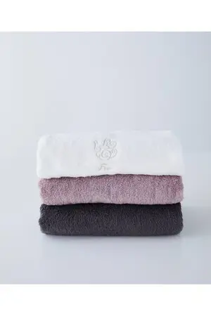 FOO TOKYO Organic Cotton Towel Bath Towel, Set Of 3 In Different Colors White, Pink Gray - Charcoal
