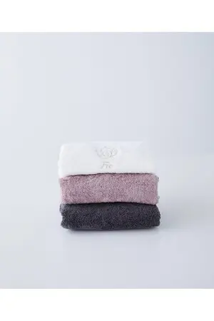FOO TOKYO Organic Cotton Towel Face Towel, Set Of 3 In Different Colors White, Pink Gray - Charcoal