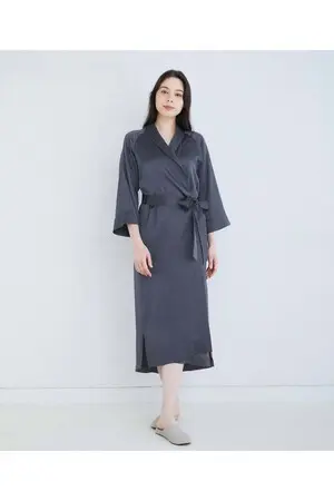 FOO TOKYO Silk Gown Gray - Charcoal