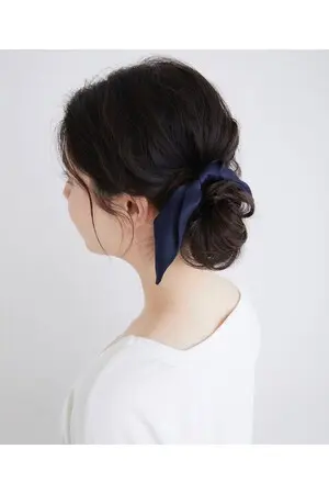 FOO TOKYO Silk Ribbon 2-way Scrunchie - Charcoal