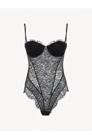 La Perla Lace Bodysuit In Onyx