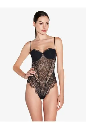 La Perla Lace Bodysuit In Onyx