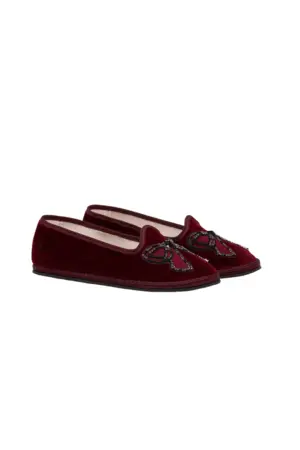 Saloni Camille Bordeaux Velvet Slippers