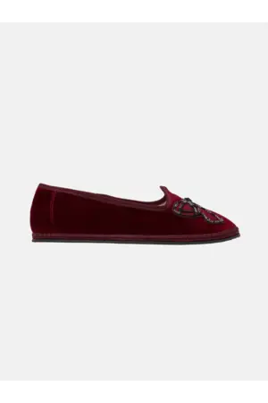 Saloni Camille Bordeaux Velvet Slippers