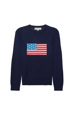 ELLSWORTH + IVEY Classic American Flag Crewneck Sweater - Black