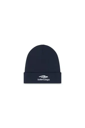 Balenciaga 3b Sports Icon Beanie In Blue - Navy | Editorialist
