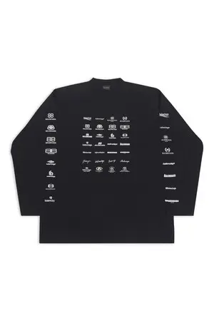 Balenciaga Archives Logos Long Sleeve T-Shirt Oversized - Black