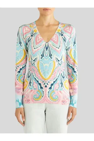 Etro Floral Print Silk Jumper - Blue