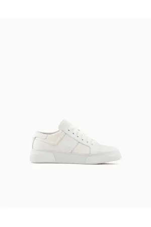 Giorgio Armani Leather And Fabric Sneakers - White