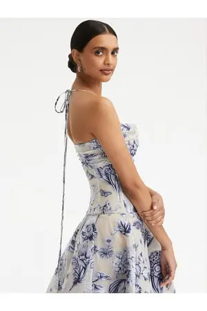 Oscar De La Renta Floral Toile Fil Coup Gown In Blue - 50% Off |  Editorialist
