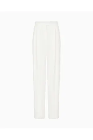 Emporio Armani Envers-satin Palazzo Trousers - White