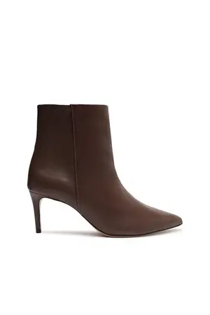 Schutz Magali Mid Leather Bootie Chocolate