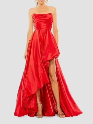Mac Duggal Strapless High-low Satin Gown - Red