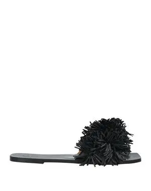 ATP ATELIER Leather Sandals With Fringes - Black