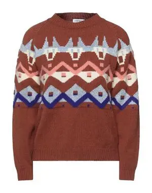 LIU •JO Multicolor Patterned Sweater - Brown