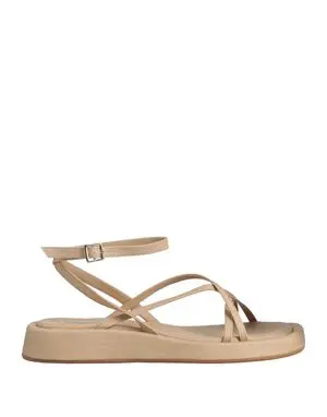 GIA / RHW Textile Ankle Strap Sandals - Beige