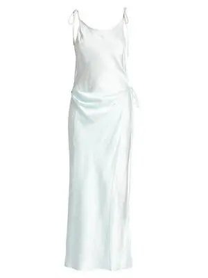 Acne Studios Women's Dayla Satin Draped Maxi-Dress - Spearmint Green  - Spearmint Green