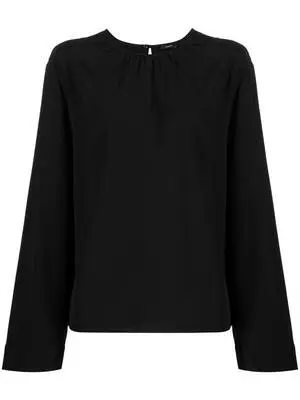 JOSEPH Gathered-neck Silk Blouse - Black