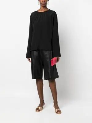 JOSEPH Gathered-neck Silk Blouse - Black