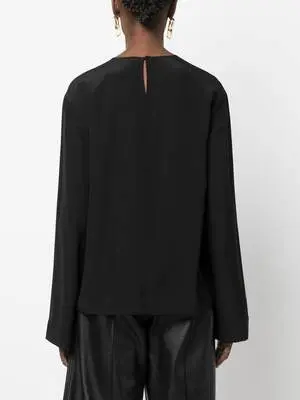 JOSEPH Gathered-neck Silk Blouse - Black