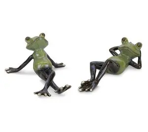 MELROSE Lounging Garden Frog Figurine Set Of 2 - One-color