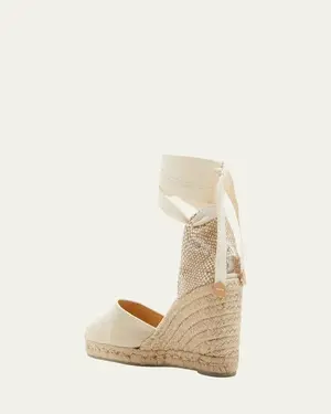 CastaÑer Carina Canvas Ankle-wrap Wedge Espadrilles - Ivory