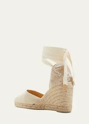 CastaÑer Carina Canvas Ankle-wrap Wedge Espadrilles - Ivory