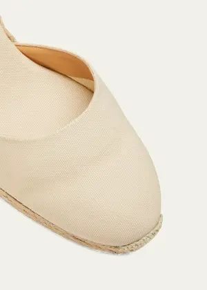 CastaÑer Carina Canvas Ankle-wrap Wedge Espadrilles - Ivory