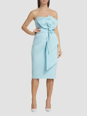 Badgley Mischka Strapless Bow-embellished Dress