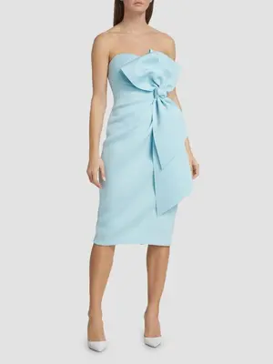 Badgley Mischka Strapless Bow-embellished Dress
