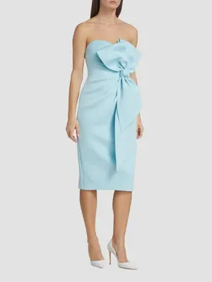 Badgley Mischka Strapless Bow-embellished Dress