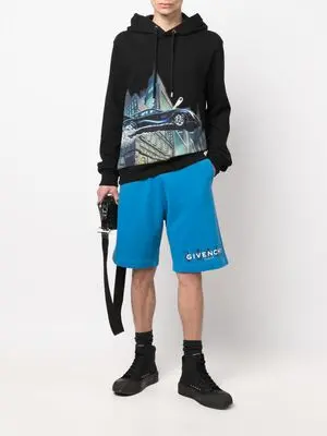 Givenchy Logo Print Cotton Shorts